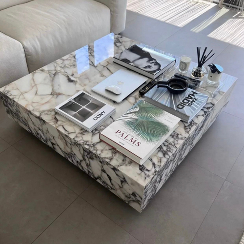Viola Marble Plinth Coffee Table - Plinth Coffee Table | Marble & Home