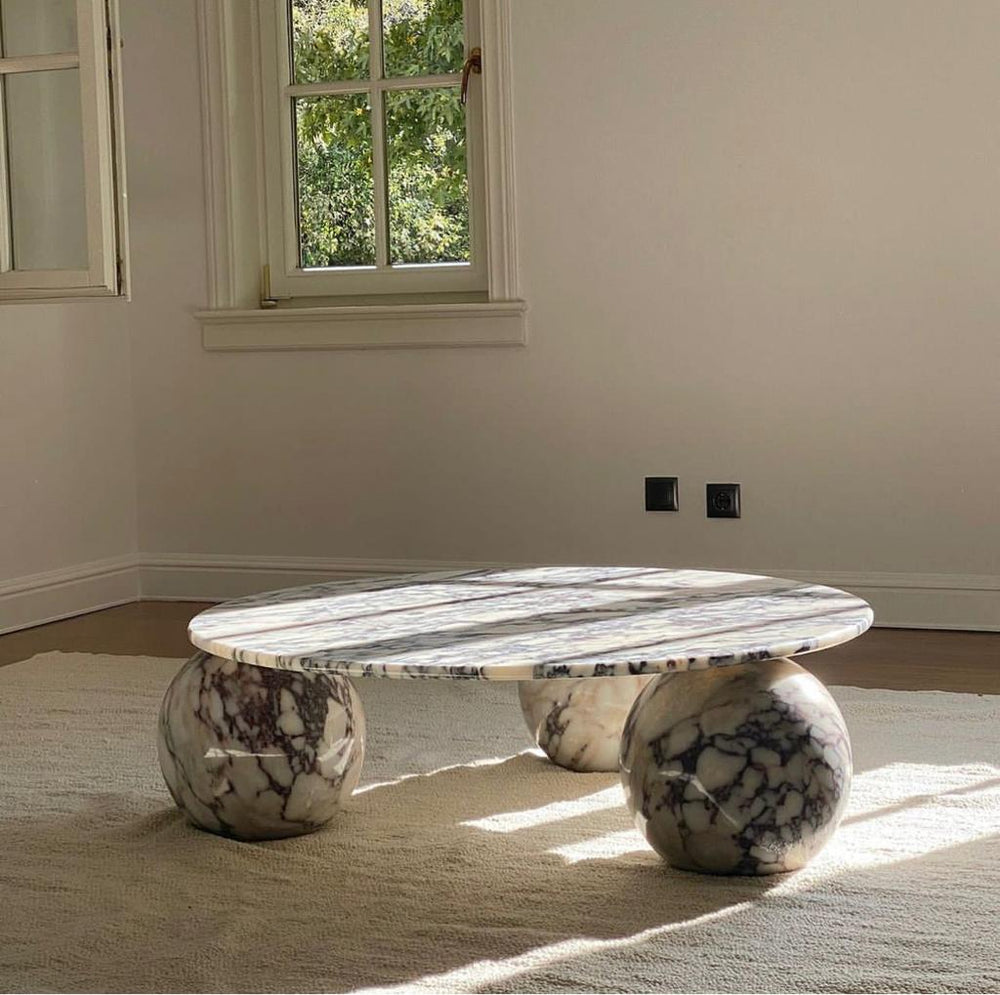 Buy Viola 3 Sphere Legs Coffee Table | Calacatta Viola Marble
