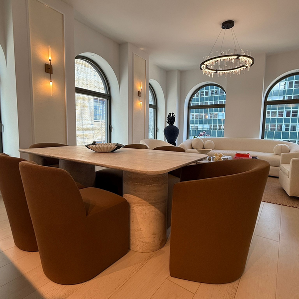 Travertine Conic Shape Leg Dining Table | Marble & Home