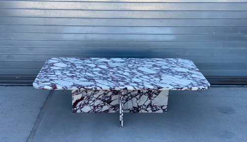 Buy Rectangle Cross Leg Marble Coffee Table - Marble & Home