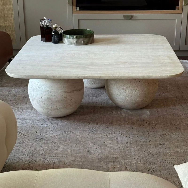 Elegant Linda Square Coffee Table with Sphere Legs | Marble & Home