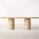 Travertine Conic Shape Leg Dining Table | Marble & Home