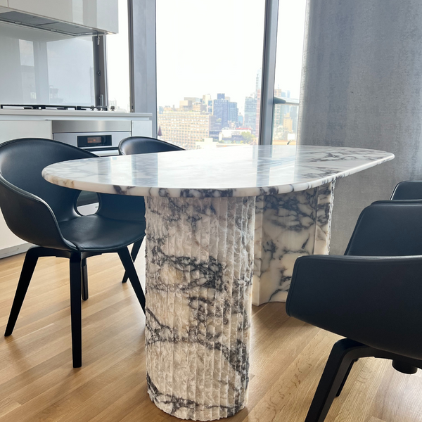 Fluted Design Calacatta Viola Marble Dining Table | Marble & Home